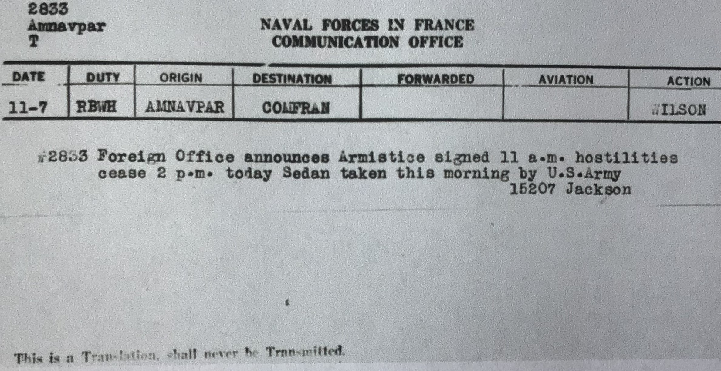 False Armistice Cablegrams from France – The False Armistice, 7 ...